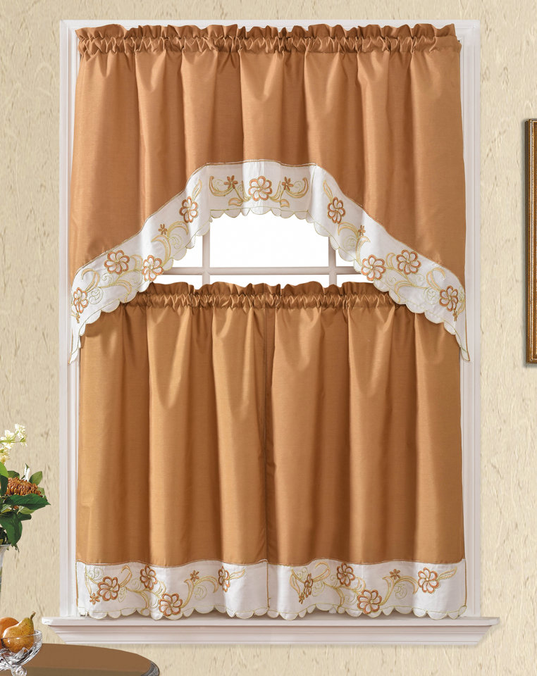Winston Porter BT497-GOLD-GOLD POLYESTER KITCHEN CURTAIN | Wayfair