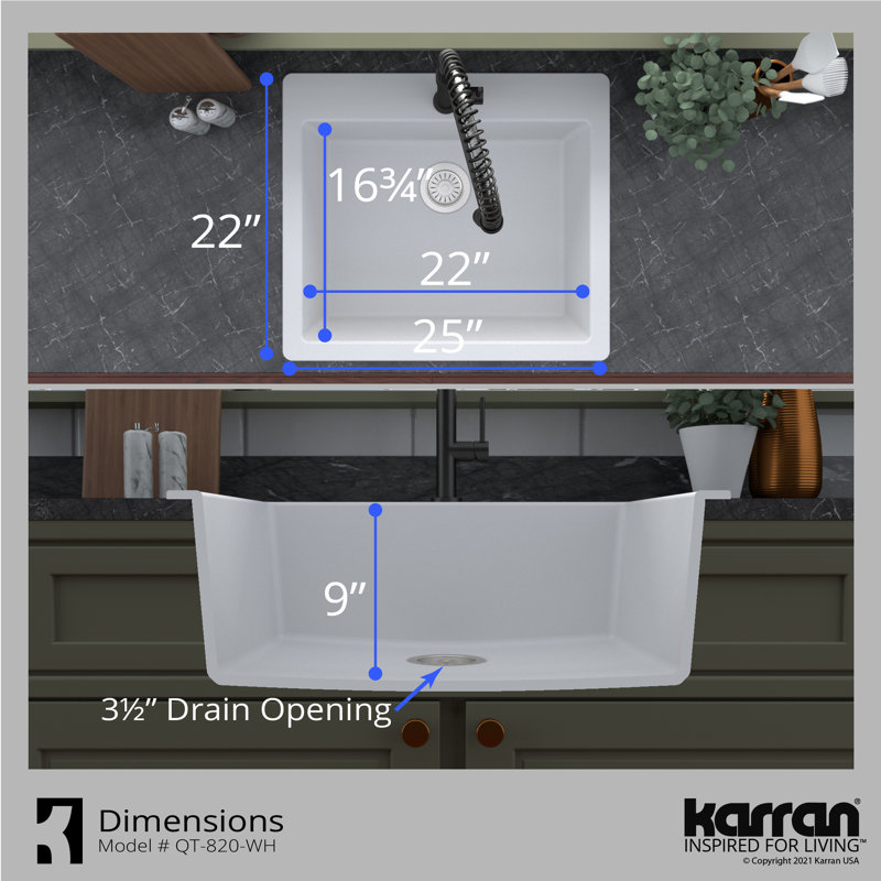 Karran Quartz 25'' X 22'' Single Bowl Drop-in Kitchen Sink & Reviews ...