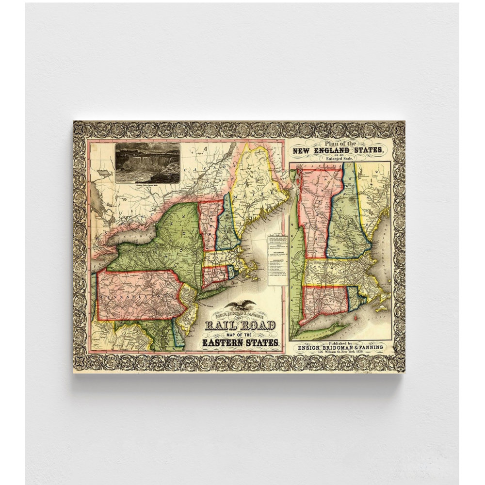 WeFrameArt Railroad Map Of The Eastern States And New England 1856 ...