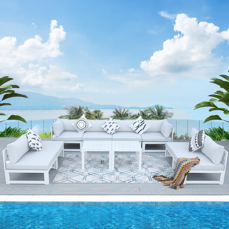 Hokku Designs Qui 9 Piece Complete Patio Set with Cushions | Wayfair