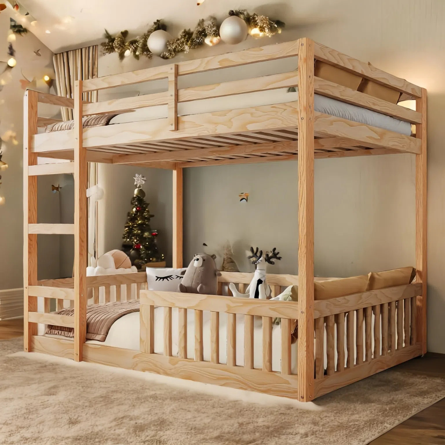 Harriet Bee Simple Sturdy Bunk Bed with Ladder and Guardrails - Wayfair ...