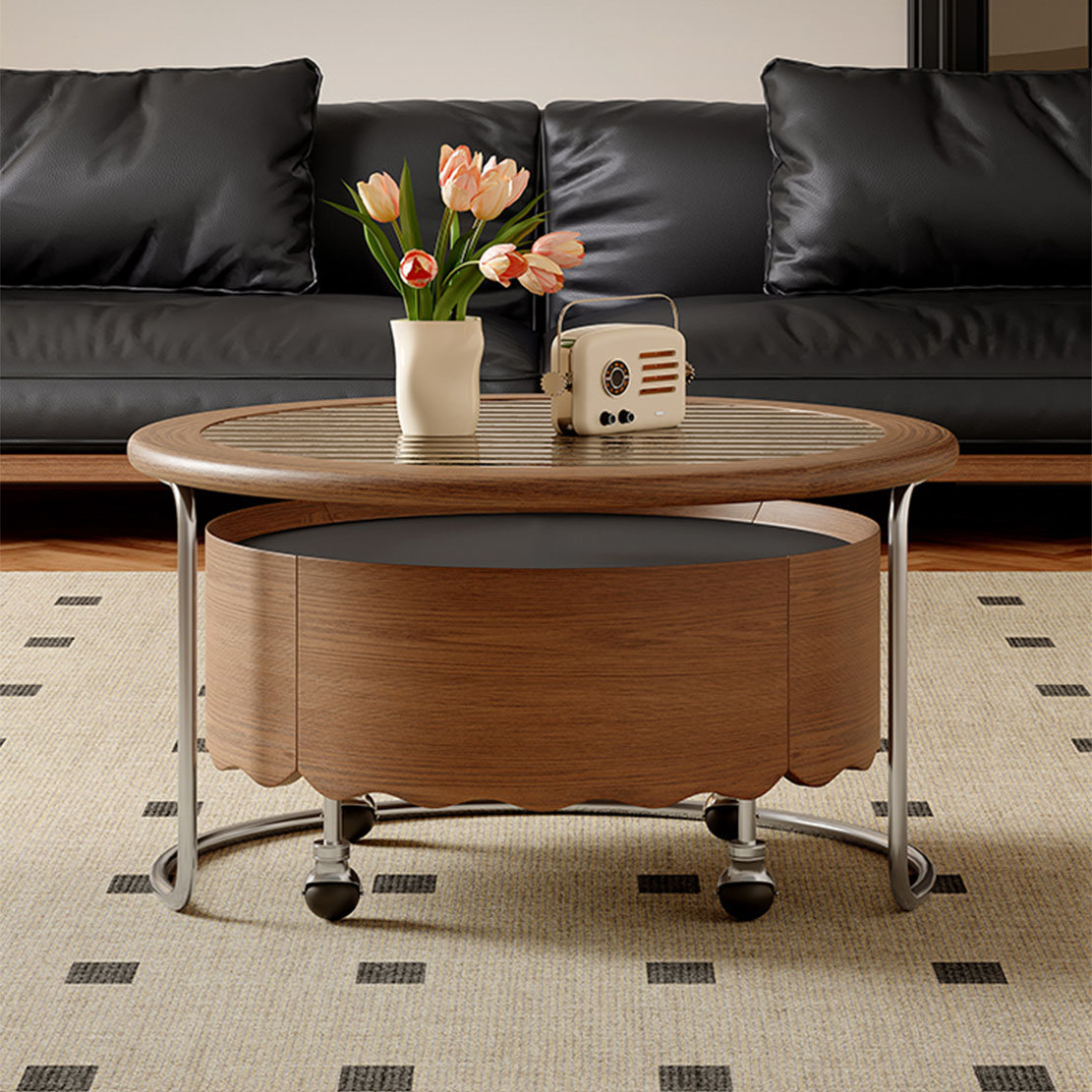 Orren Ellis Modern round stone slab coffee table set | Wayfair
