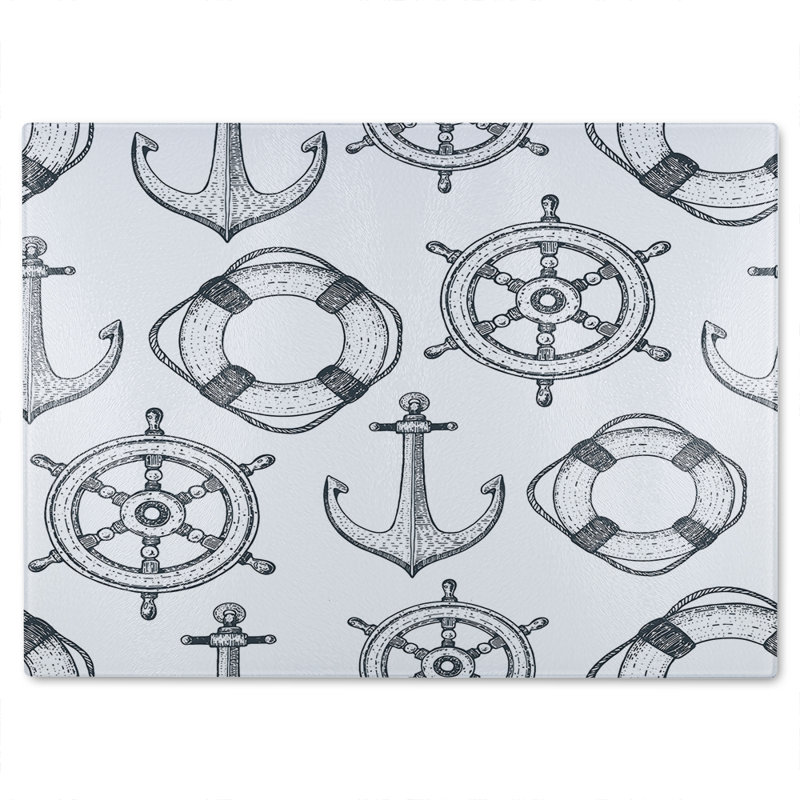 Andrew Lee Anchor & Wheel Glass Chopping Board | Wayfair.co.uk