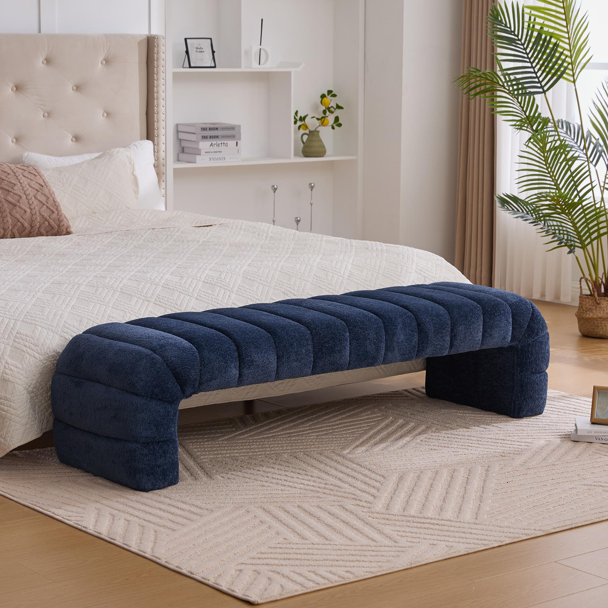 Latitude Run® Modern Armless Bed Bench, Channel Quilted Sofa Bed ...