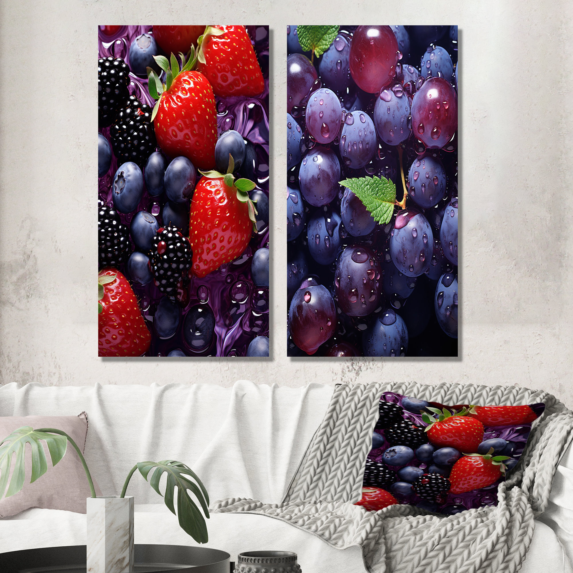 Latitude Run® Vibrant Violet Berrilicious Geometry Fruit - Fruits Metal ...