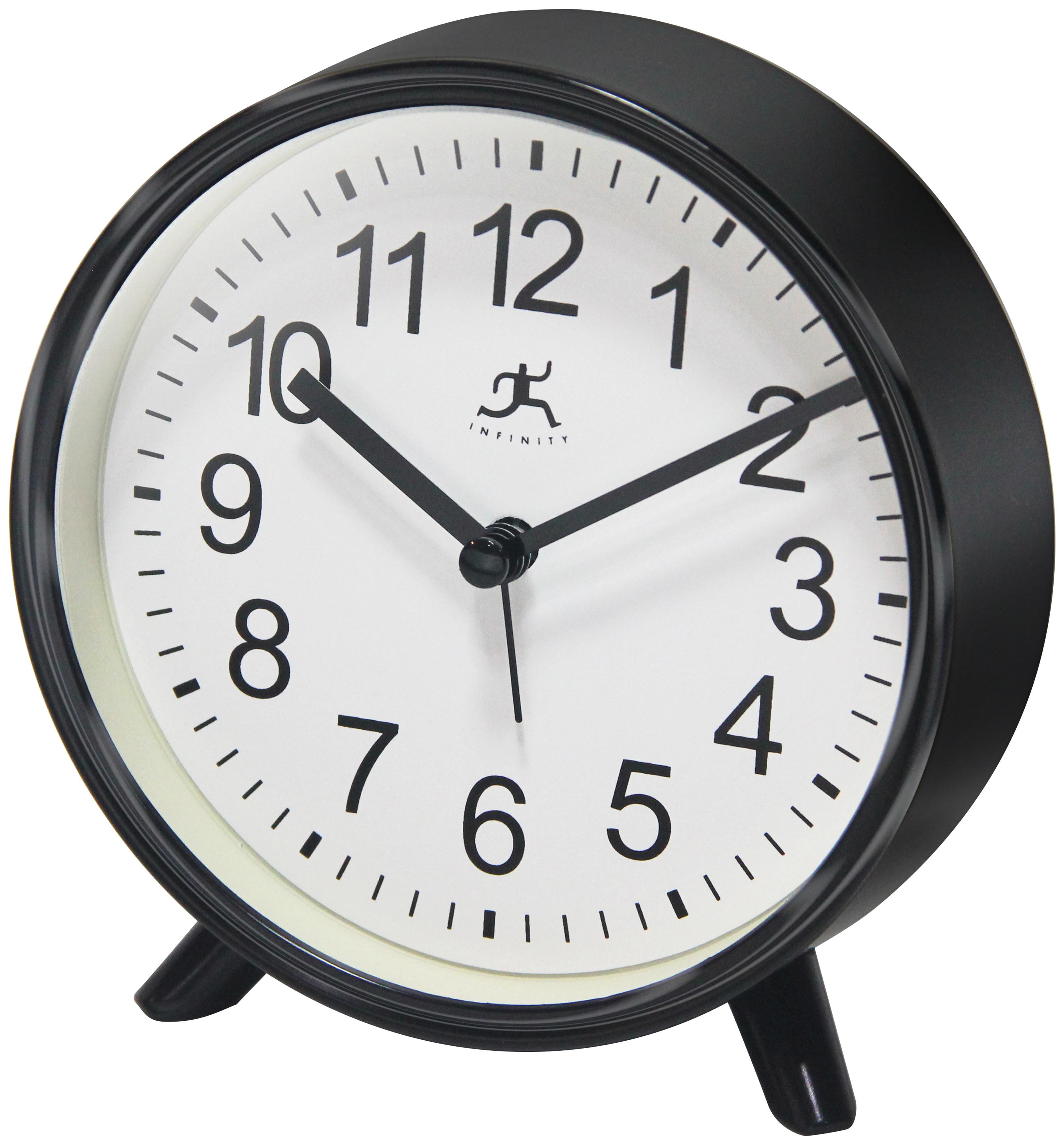 Winston Porter Table Clock Round Plastic Tabletop Clock with Alarm ...
