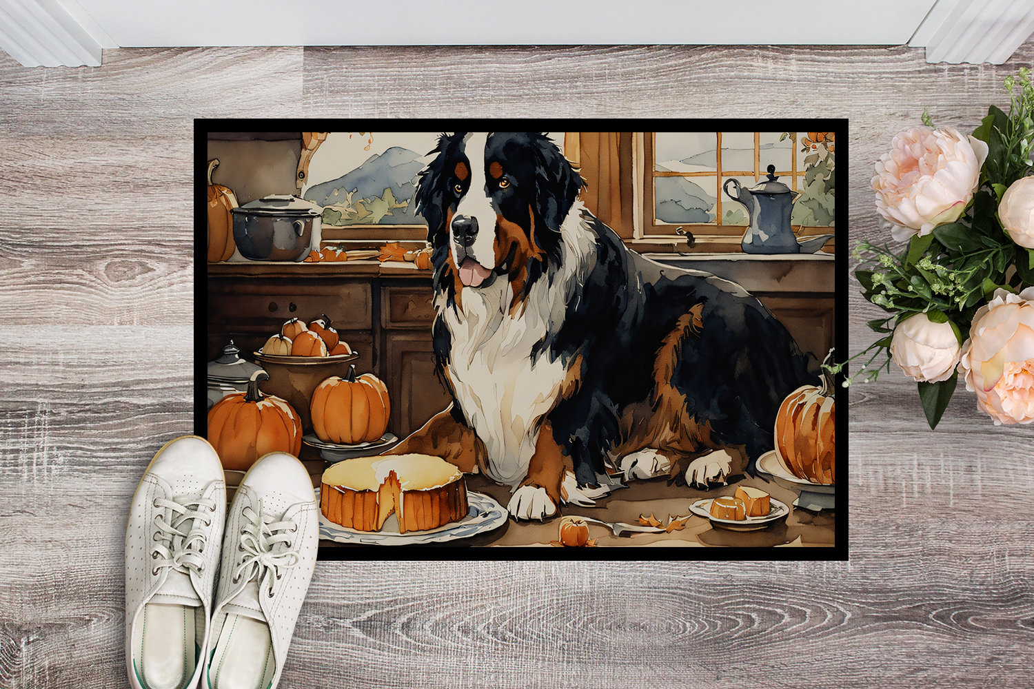 East Urban Home Bernese Mountain Dog Fall Kitchen Pumpkins Doormat ...