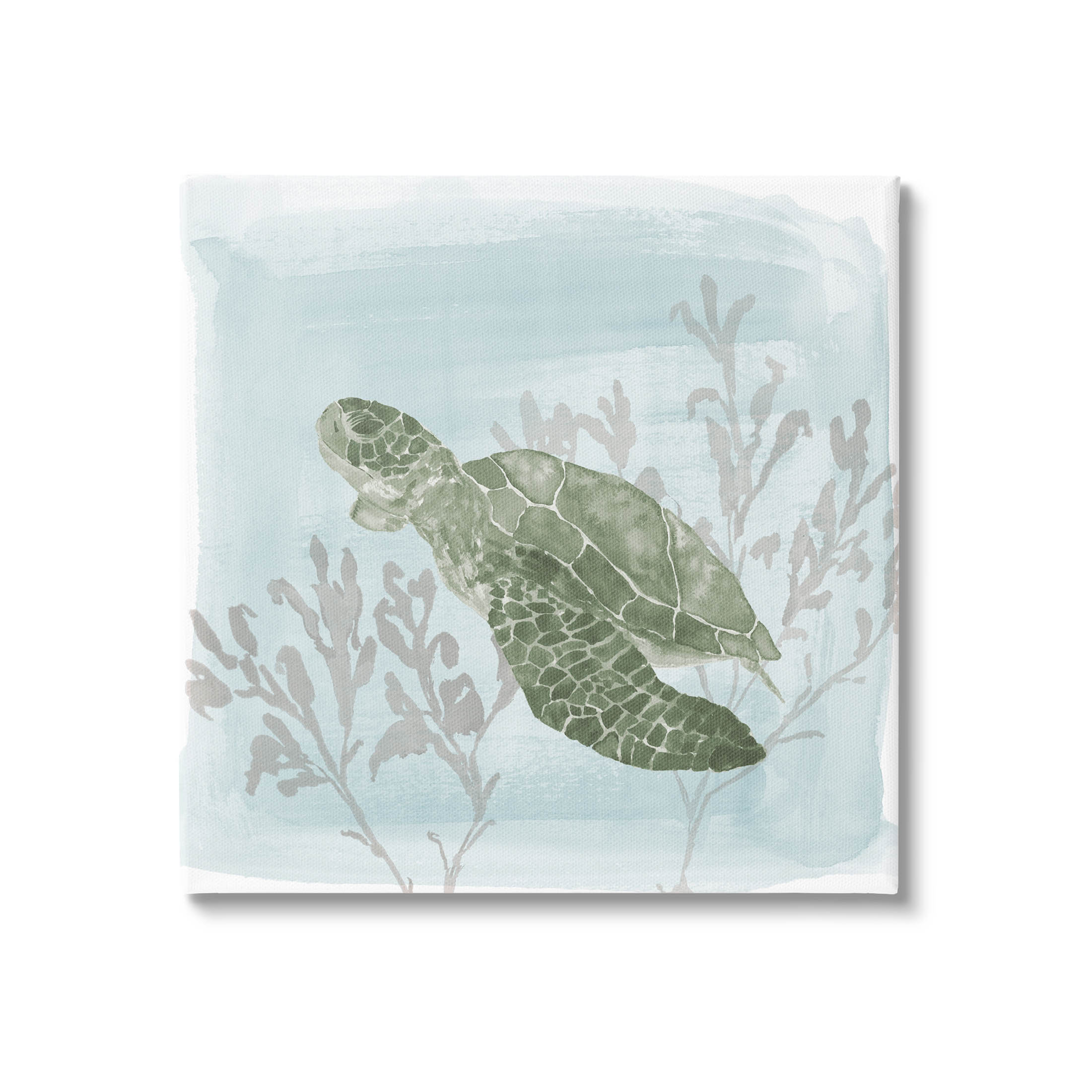 Stupell Industries Sea Turtle Swimming Coral Scene Canvas Wall Art By ...