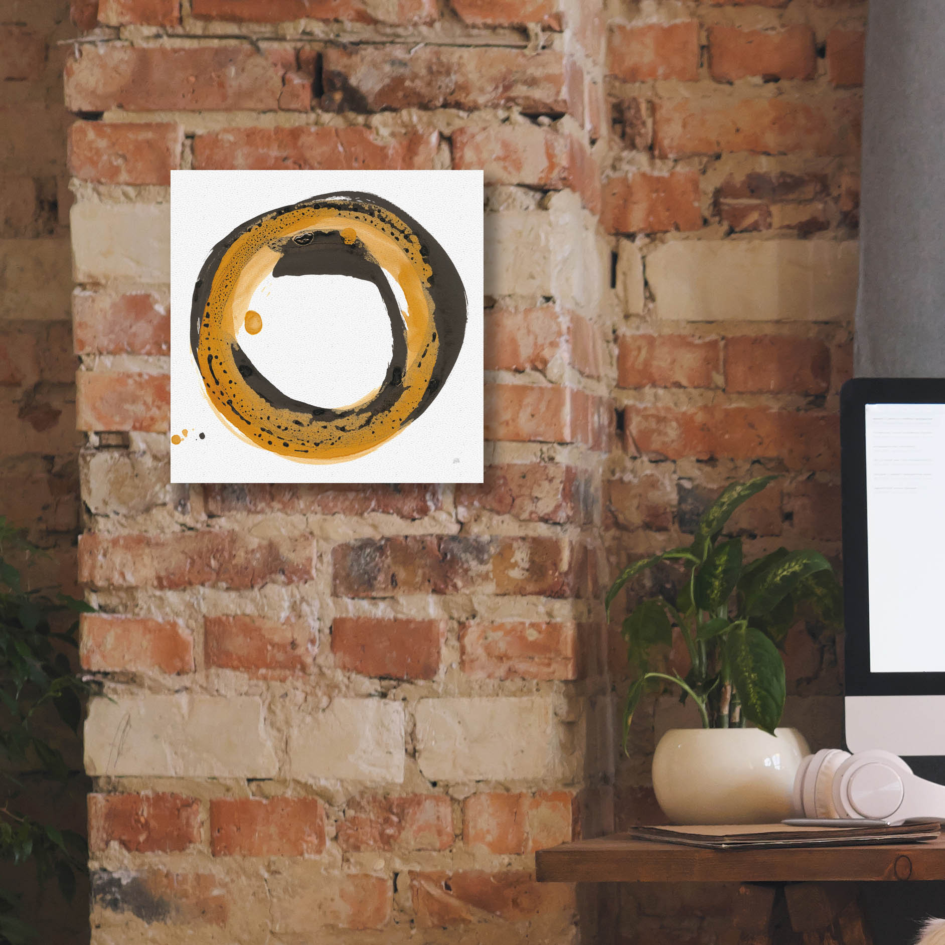 Wrought Studio™ Epic Graffiti 'Amber Enso 3' by Chris Paschke Canvas Wall Art | Wayfair