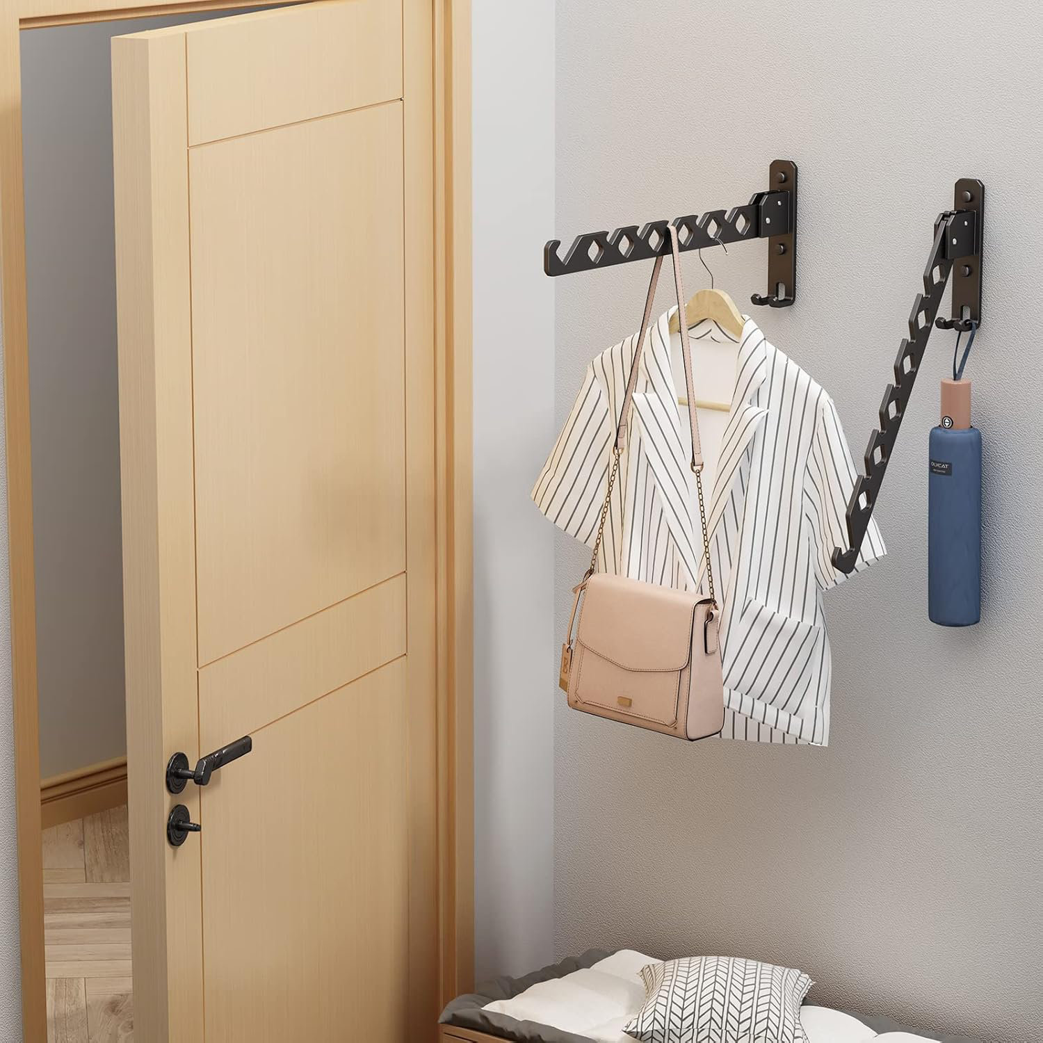 Rebrilliant Wall Mounted Clothes Drying Rack Wall Clothes Hanger Hook ...