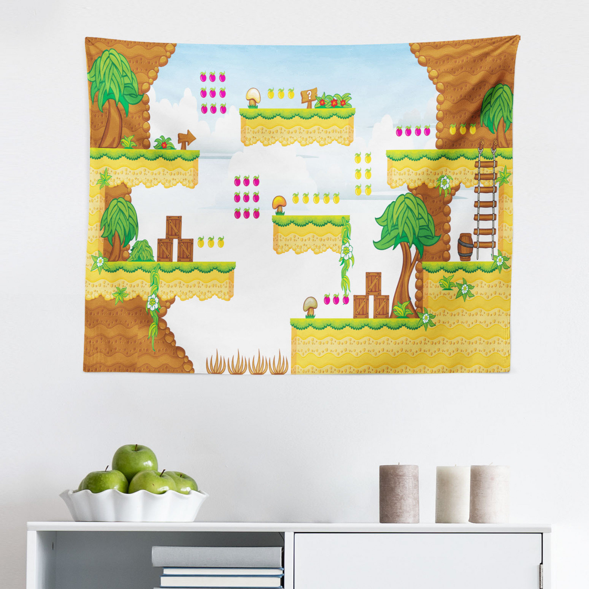 East Urban Home Ambesonne Video Games Tapestry, Cartoon Retro Computer ...