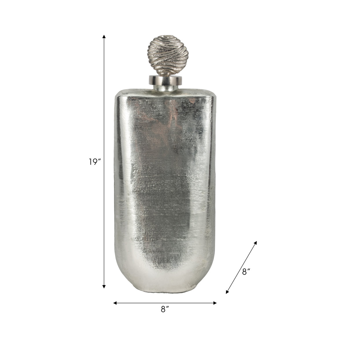 Ivy Bronx Glass Metallic Silver Solid Cylinder Bottle w and Orb Topper ...