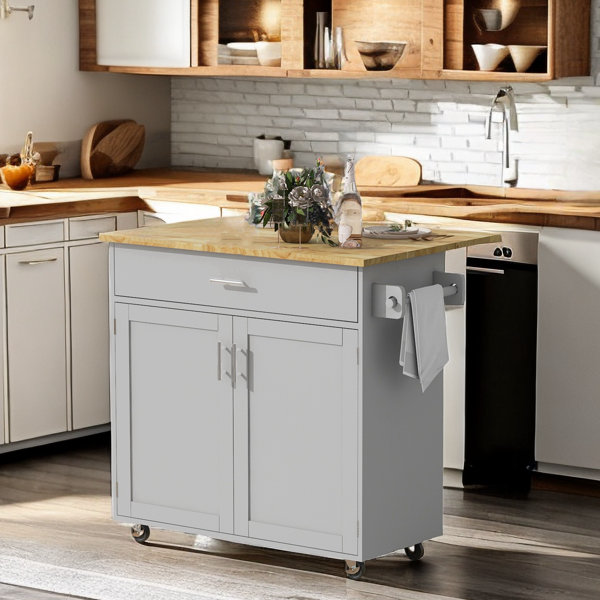 Afia Premium Collection Solid Wood Kitchen Island - Wayfair Canada