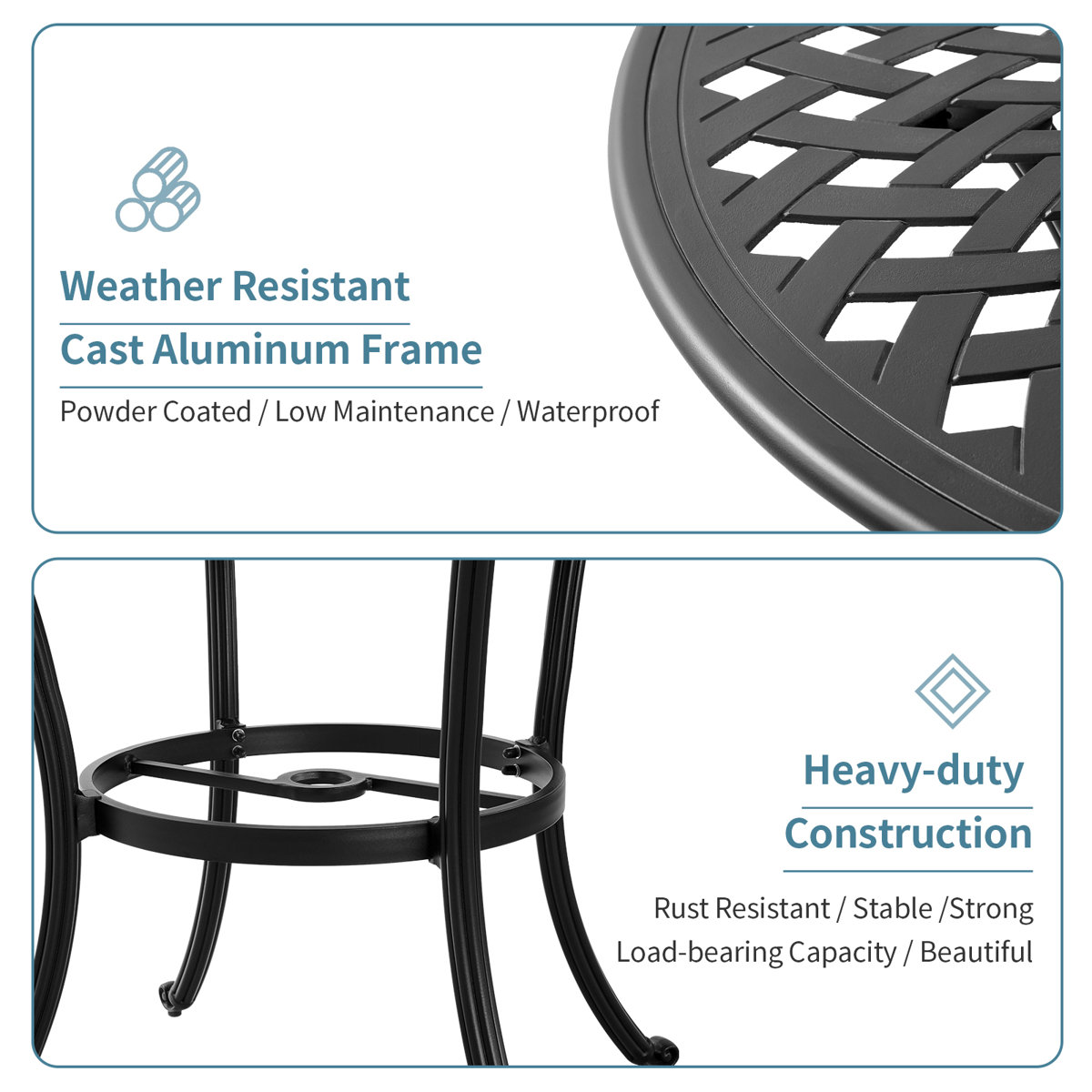 Astoria Grand Cast Aluminum 48" Patio Table Outdoor Dining Table Round ...