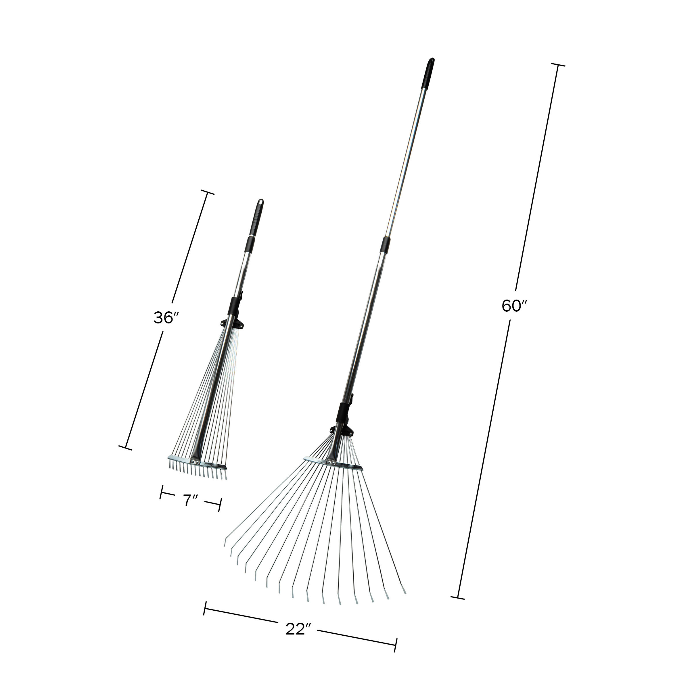 Petmaker Adjustable Metal Rake for Leaves - Leaf Rake with Expandable 7 ...