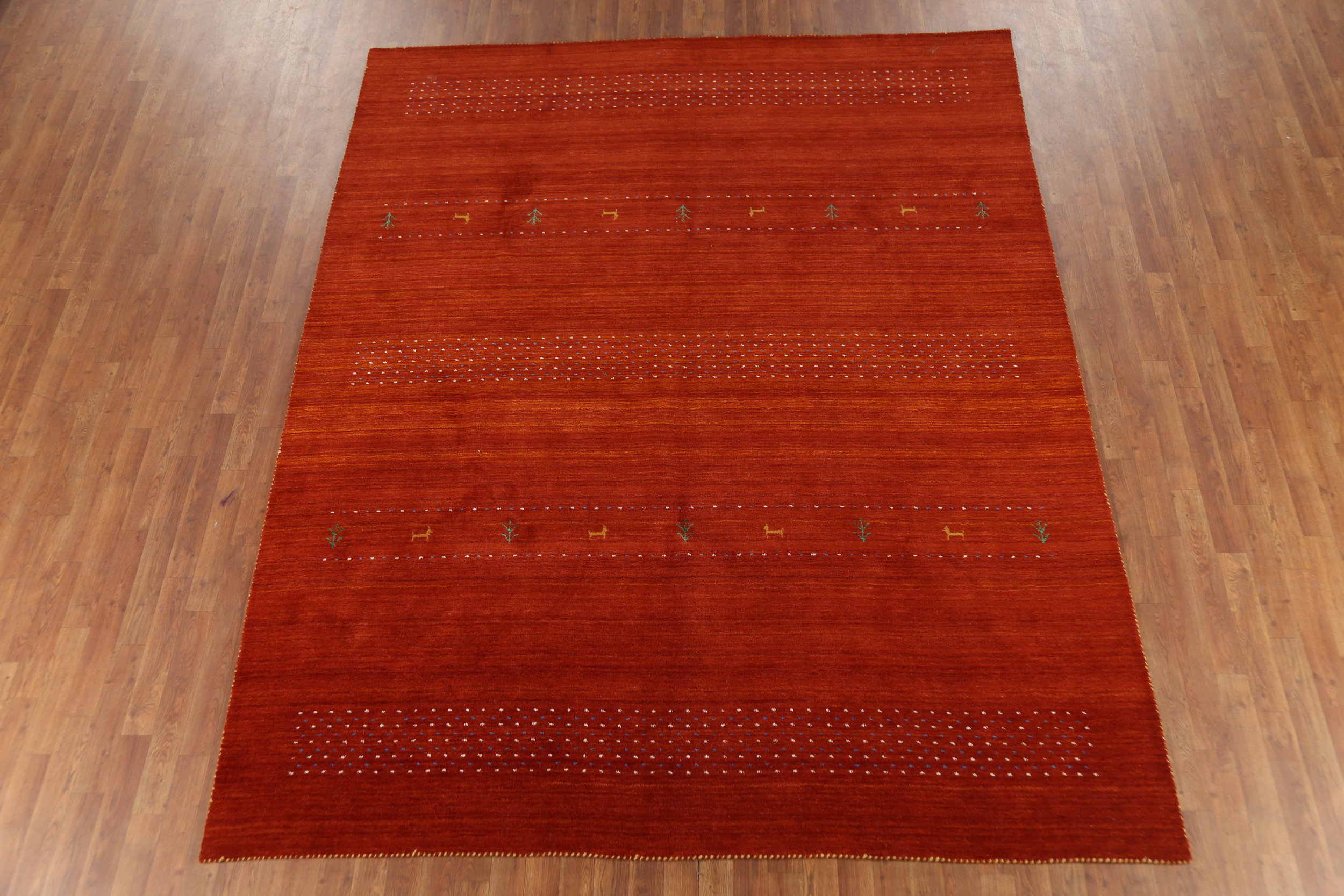 Isabelline Orange Tribal Gabbeh Oriental Area Rug 8x10 | Wayfair