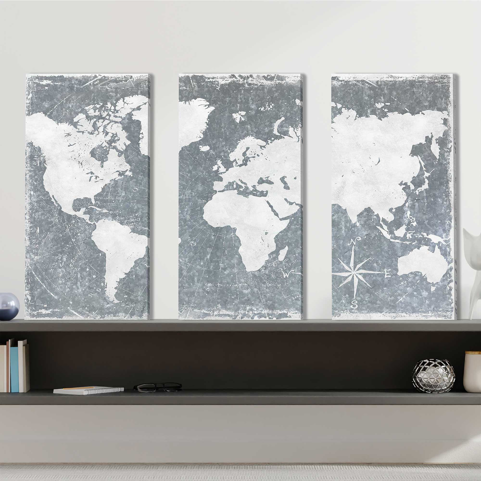 Longshore Tides Galvanized Map - 3 Piece Wrapped Canvas Print - Wayfair ...