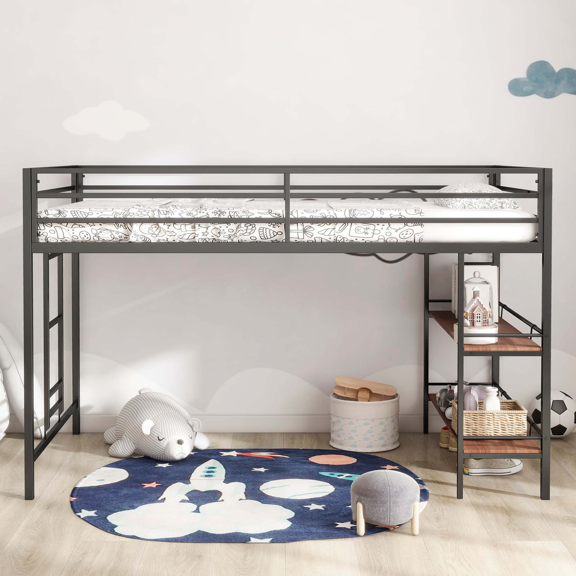 Mason & Marbles Adam Sturdy Junior Loft Bed With Shelf, Loft Bed With ...
