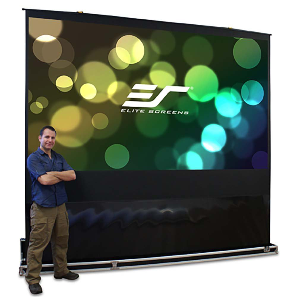Elite Screens QuickStand White Portable Quick Pull-up Floor Recessed ...