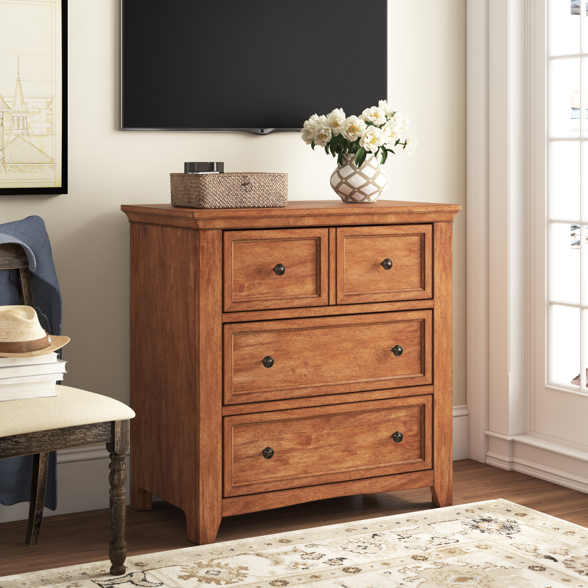 Three Posts™ Woodside 3 Drawer 35.98'' W Chest & Reviews | Wayfair
