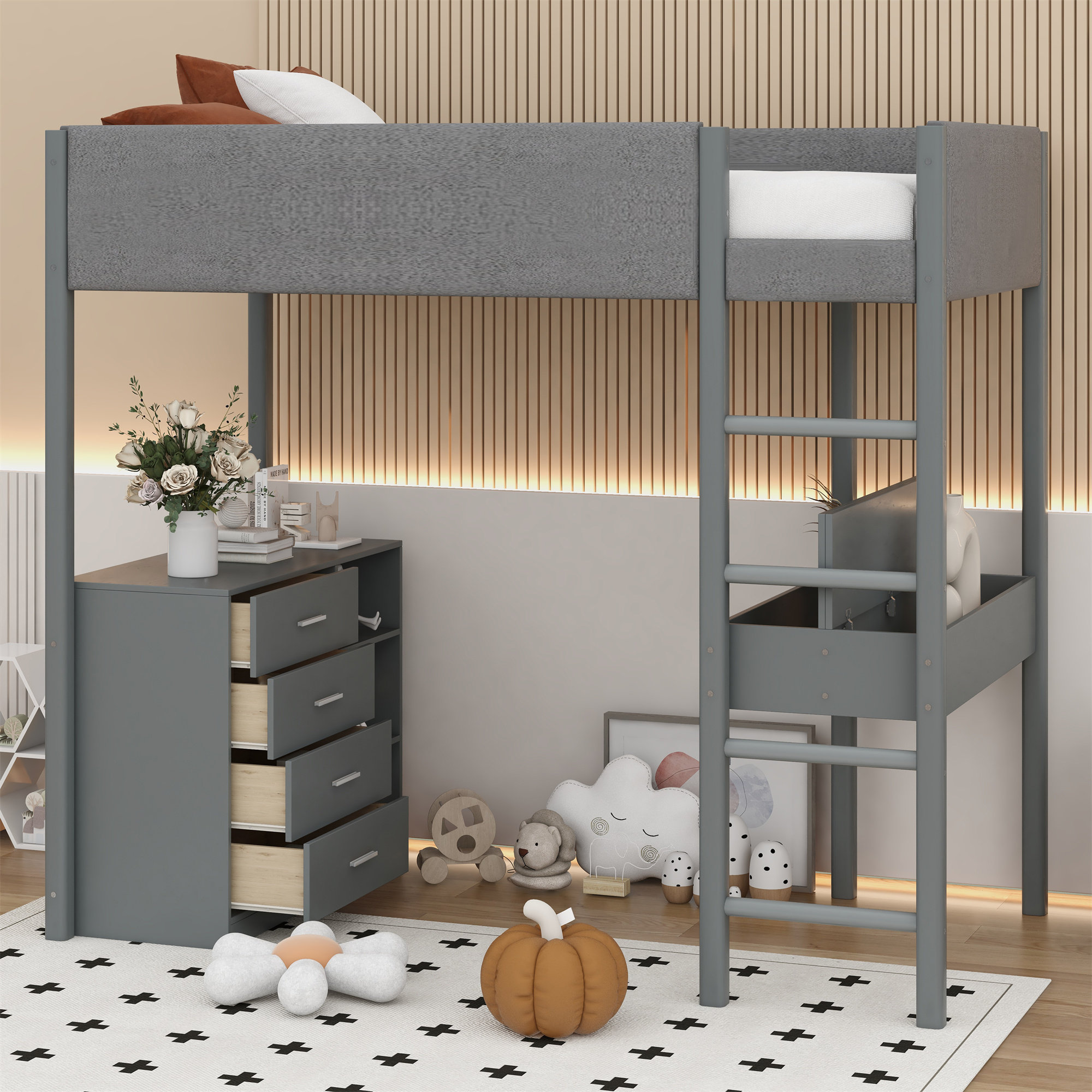 Isabelle & Max™ Alnora Kids Twin Loft Bed with Drawers | Wayfair