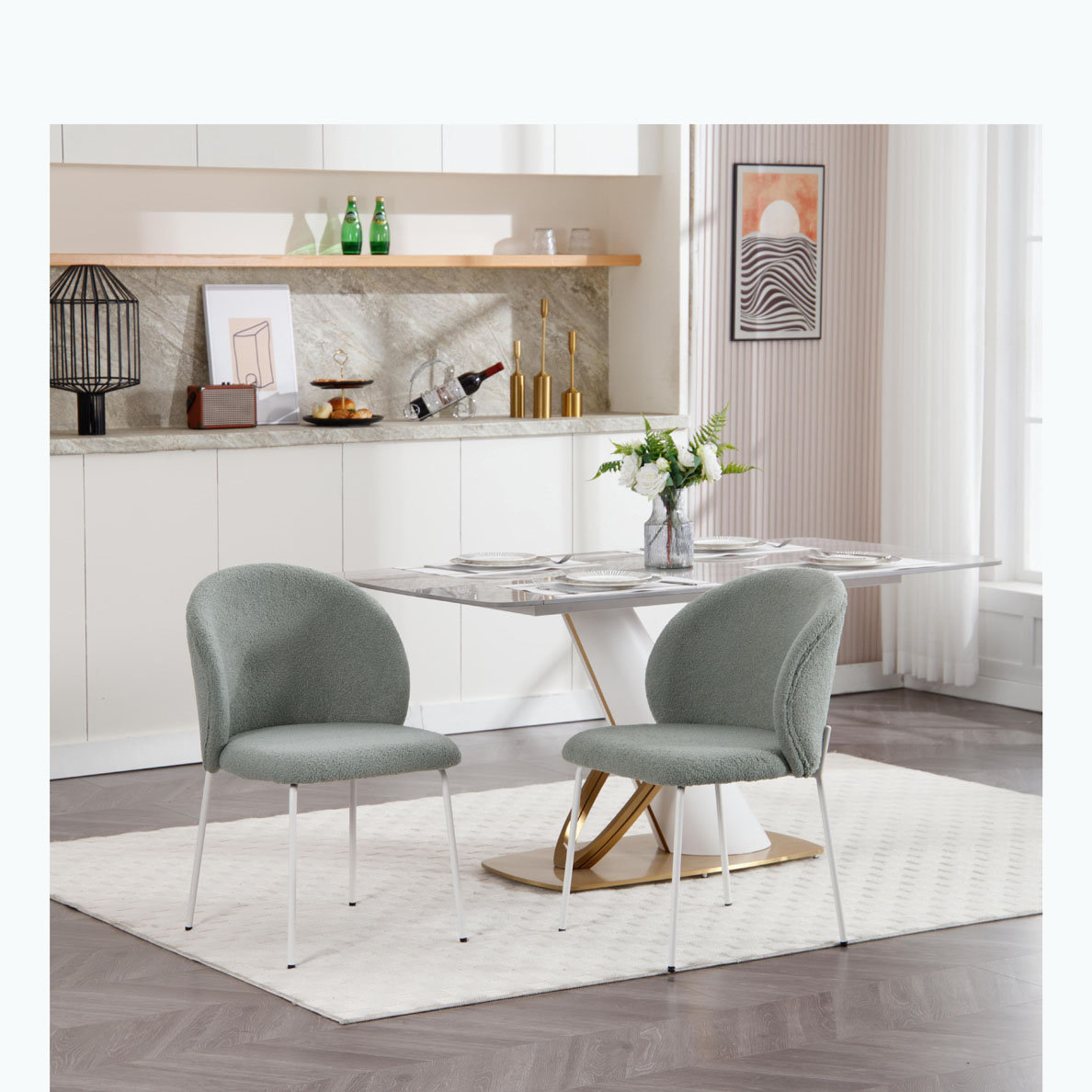 Latitude Run® Boucle Upholstered Shell Dining Chairs set of 2 | Wayfair