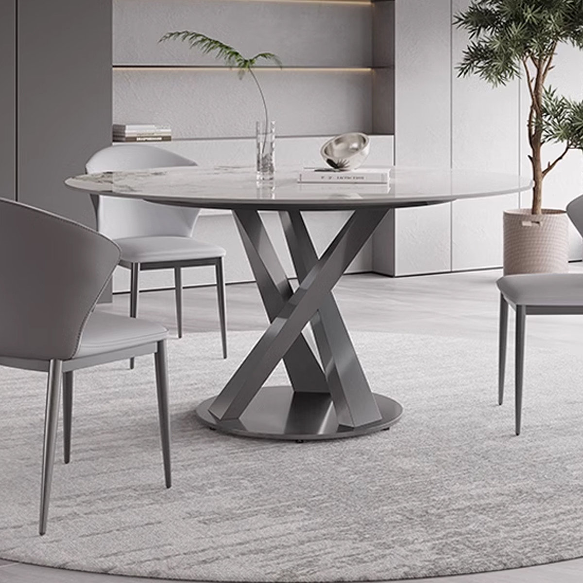 Greyleigh Italian Very Simple Rock Plate Round Table Round Dining Table ...