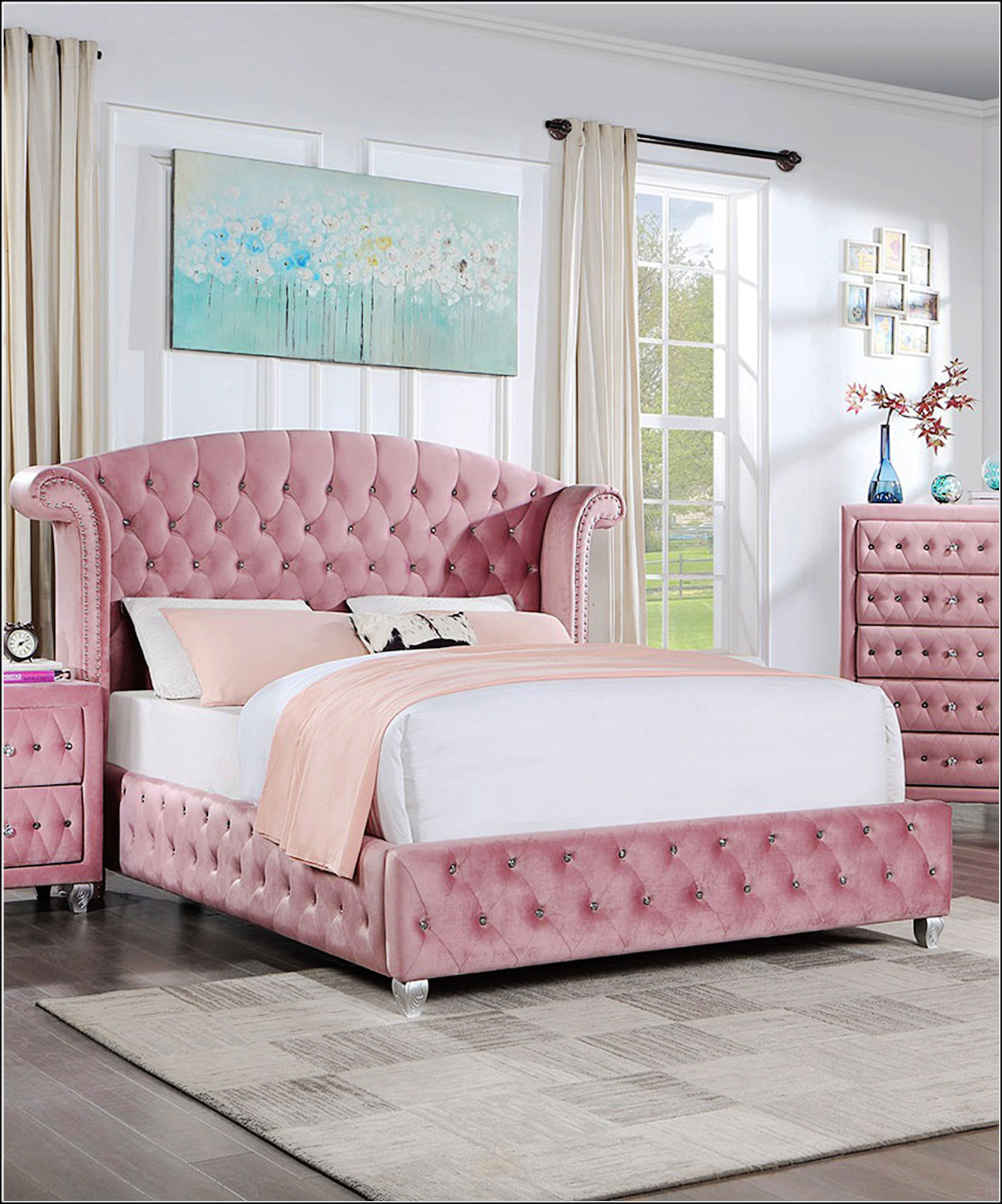 Rosdorf Park Pink Flannelette Upholstered Twin Size Bed - Wayfair Canada