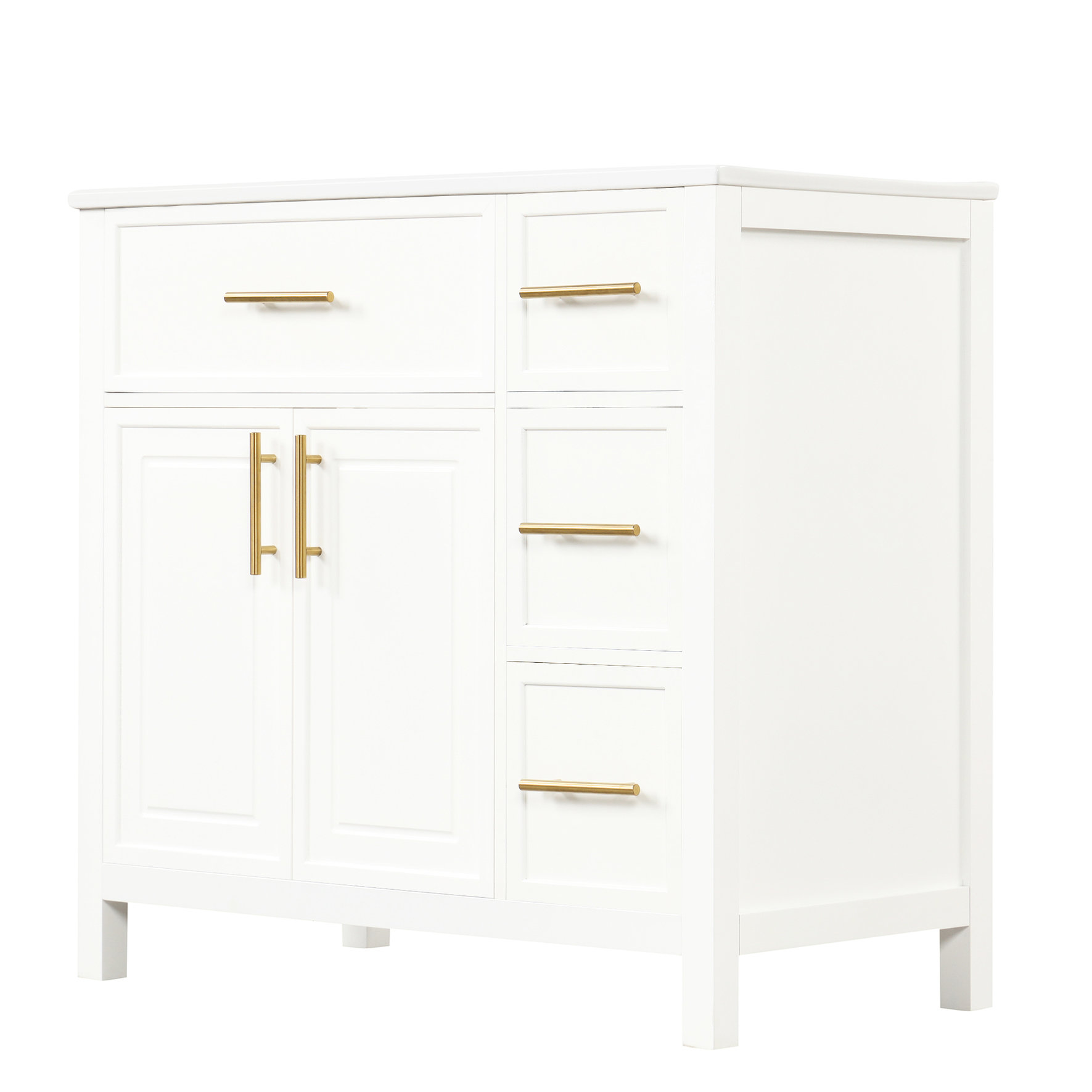 Ebern Designs 36" Bathroom Vanity With Sink, Solid Wood & , 2 Doors, 3 ...