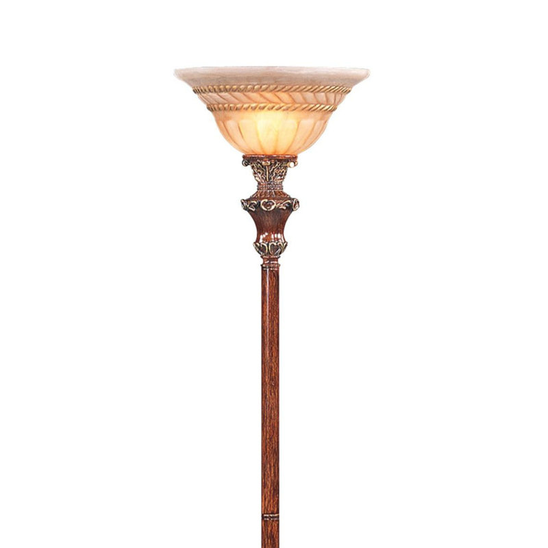 Bloomsbury Market 70" Tall Metal Torchiere Floor Lamp with Wooden ...
