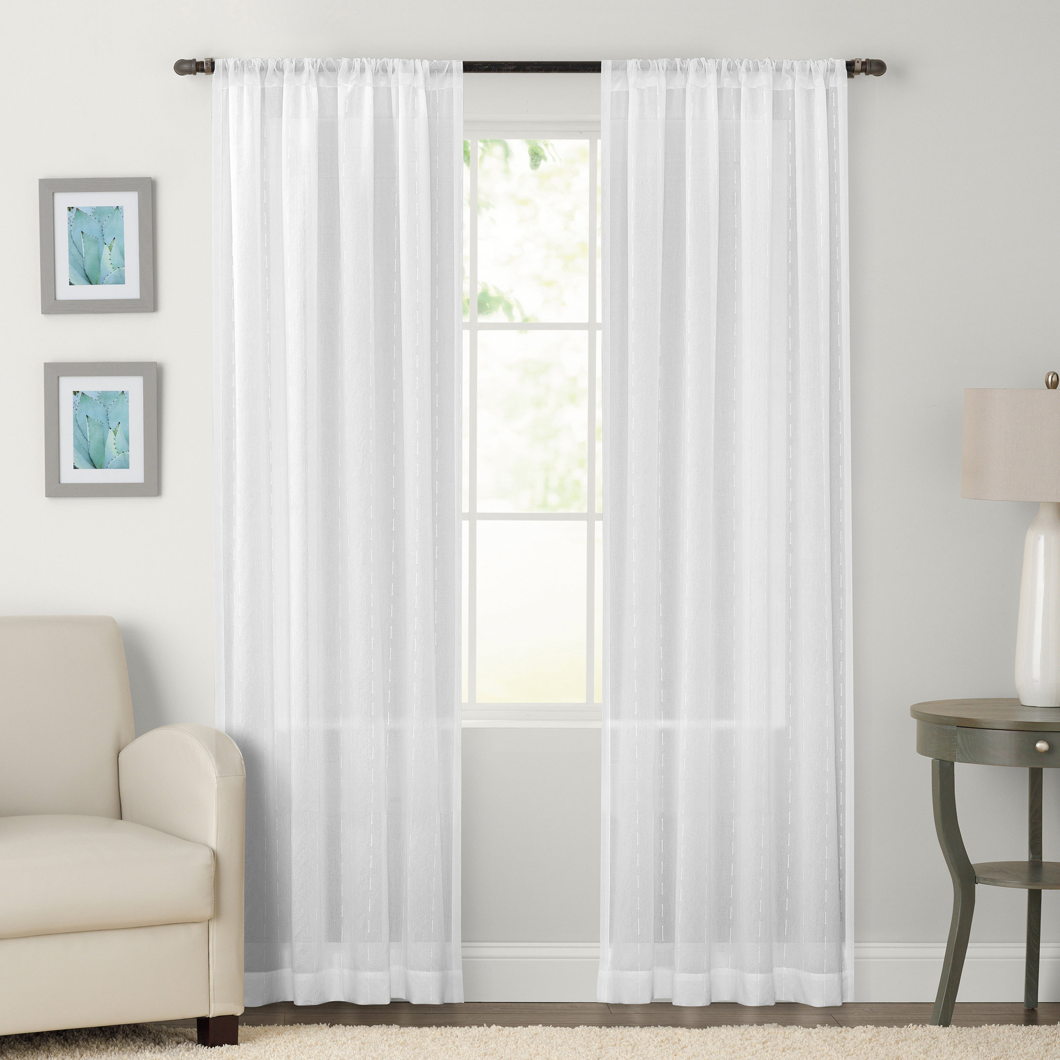 Clean Window Panneau de rideau semi-transparent à œillets en fibre ...