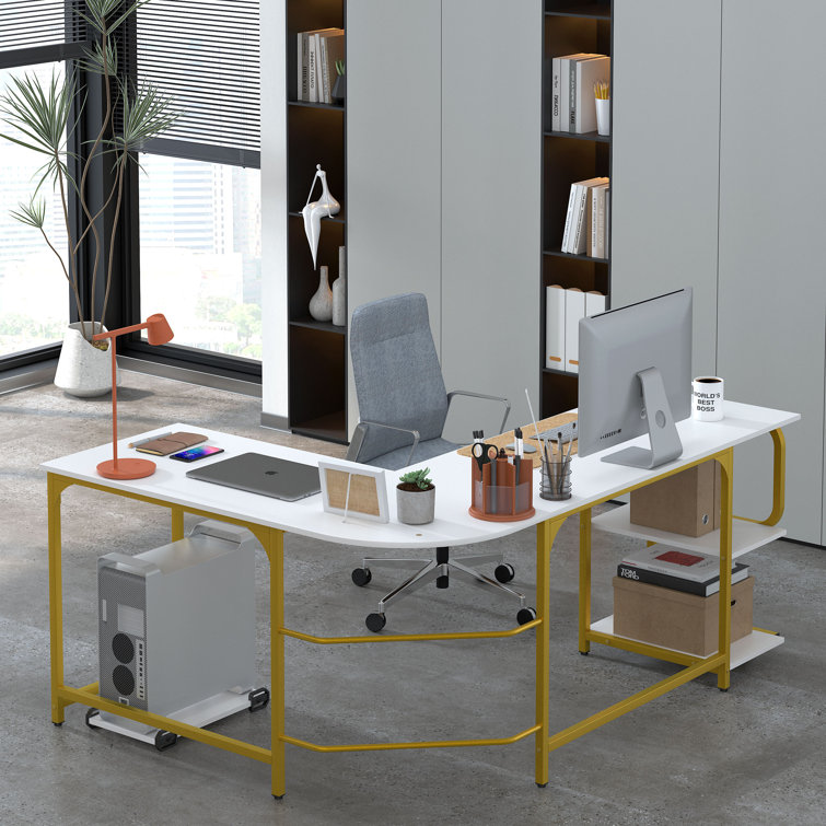 Trent Austin Design® L-Shaped Metal Base Computer Desk & Reviews | Wayfair
