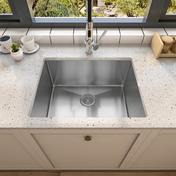 Sinber 23" x 18" Undermount Single Bowl Kitchen Sink with 18 Gauge 304 ...