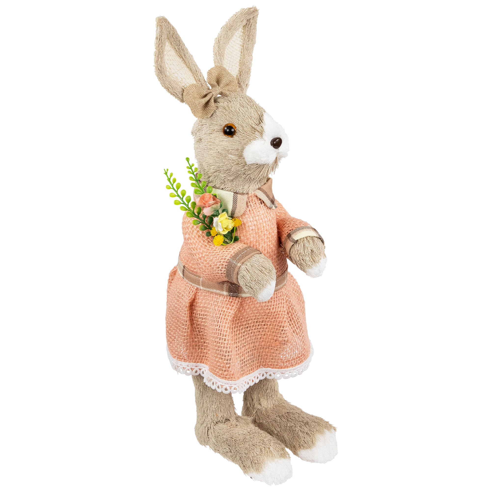 Northlight Seasonal Rustic Girl Rabbit Easter Figure With Flowers - 15. ...