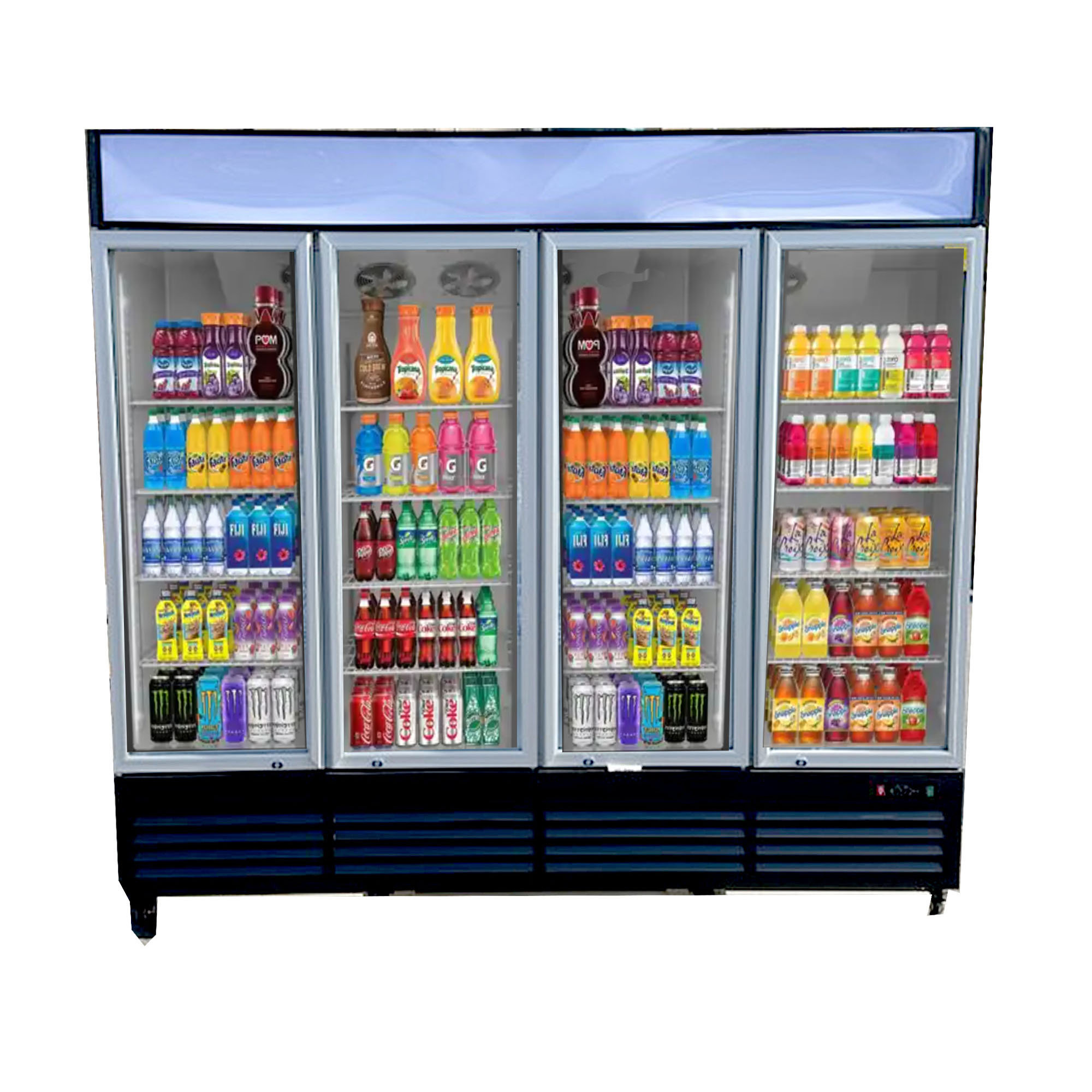 Cooler Depot 92 In. 70 Cu. Ft. Commercial 4 Glass Wing Door Counter ...