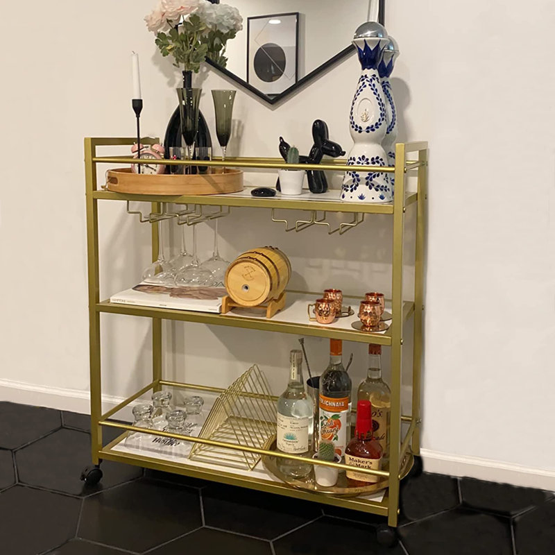 Mercer41 Zylphia Metal Bar Cart | Wayfair