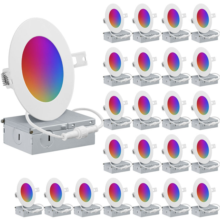 QPLUS 4Inch Slim LED Smart WIFI RGB Recessed Ceiling Light w/Junction ...