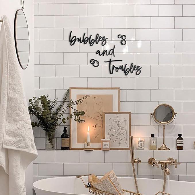Lark Manor Bubbles and Troubles Metal Wall Art – Metal Decor - Bathroom ...