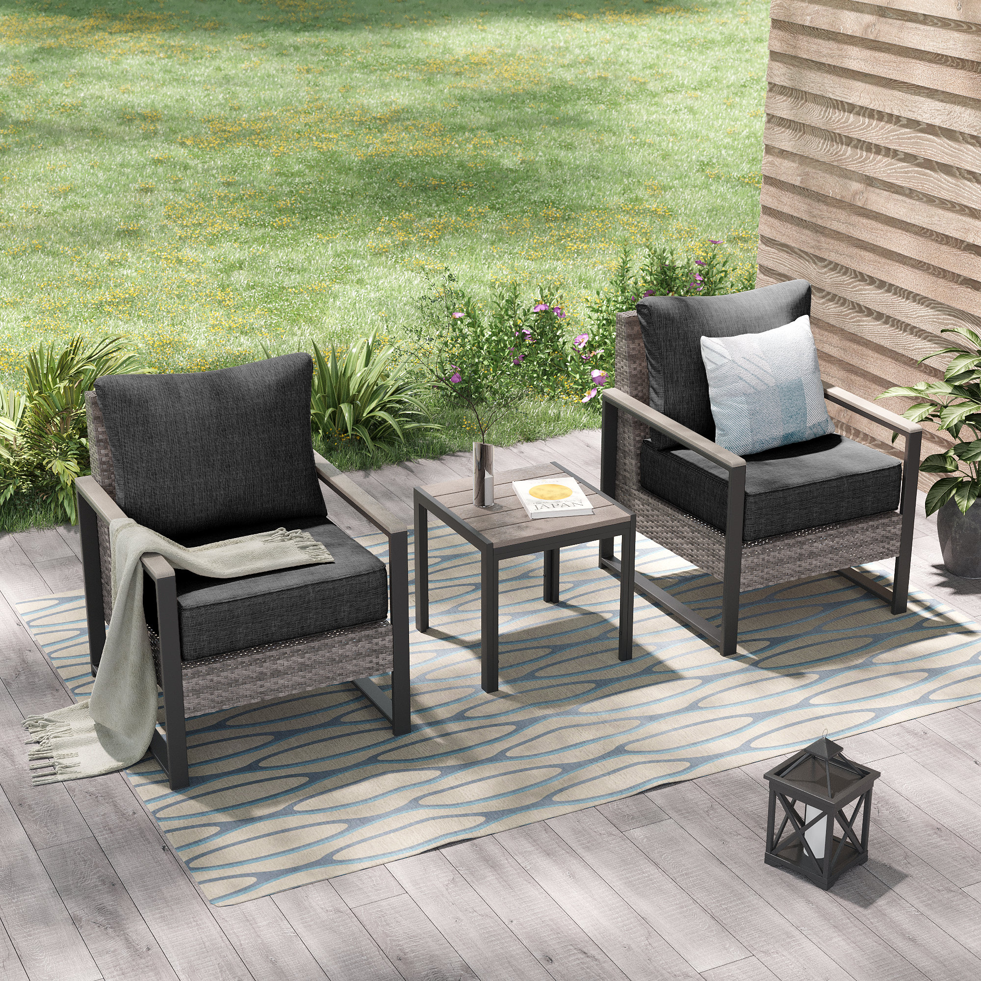 Rosebay 3 Piece Patio Set, Chairs and Side Table | Wayfair