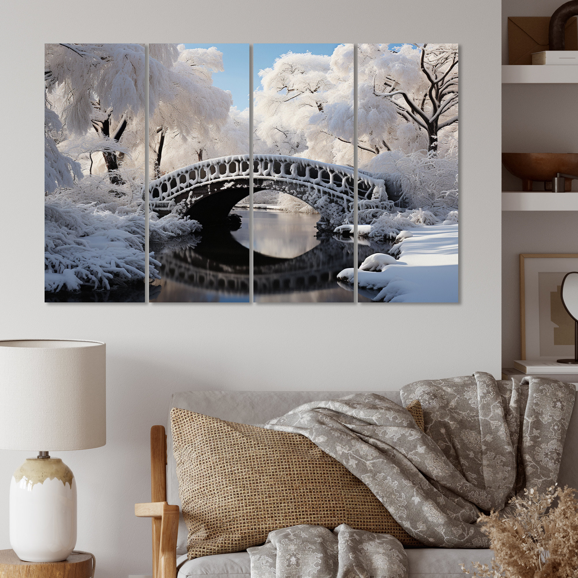 DesignArt Winter Landscape Snowy Bridges II " Winter Landscape Snowy ...