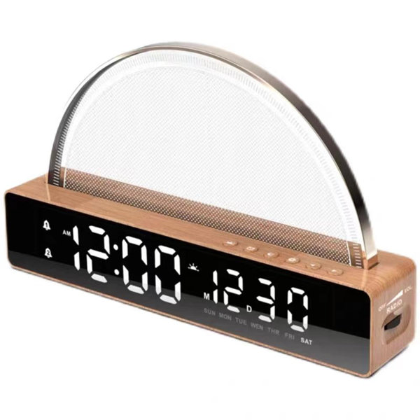 Ivy Bronx Gjermund Digital Solid Wood Electric Tabletop Clock in Wood ...
