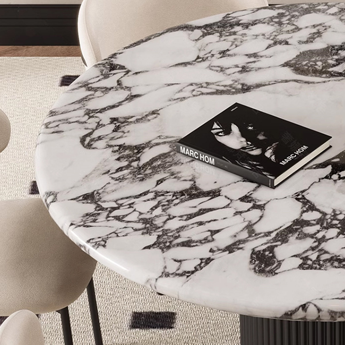 ALLNICEDT Modern Minimalist Faux Marble Round Dining Table | Wayfair