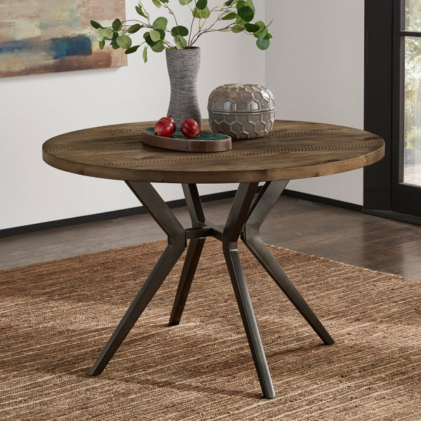 Mercury Row® Etna 45" Round Dining Table With Black Metal Base ...