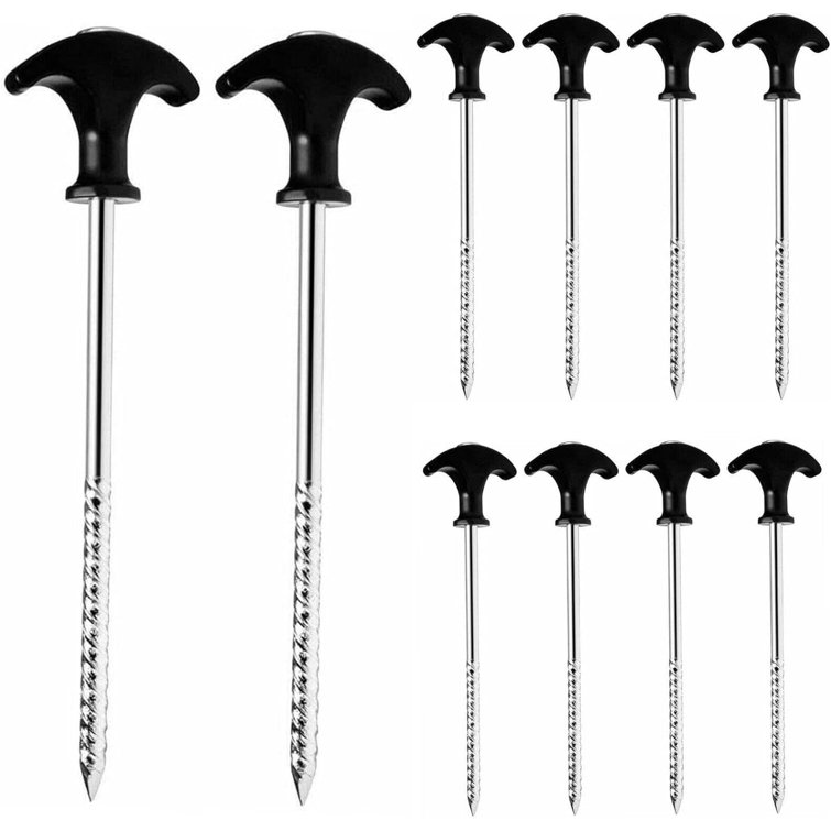 Dakota Fields Barzan Tent Heavy Duty 10 Pack Spiral Thread Tent Pegs ...