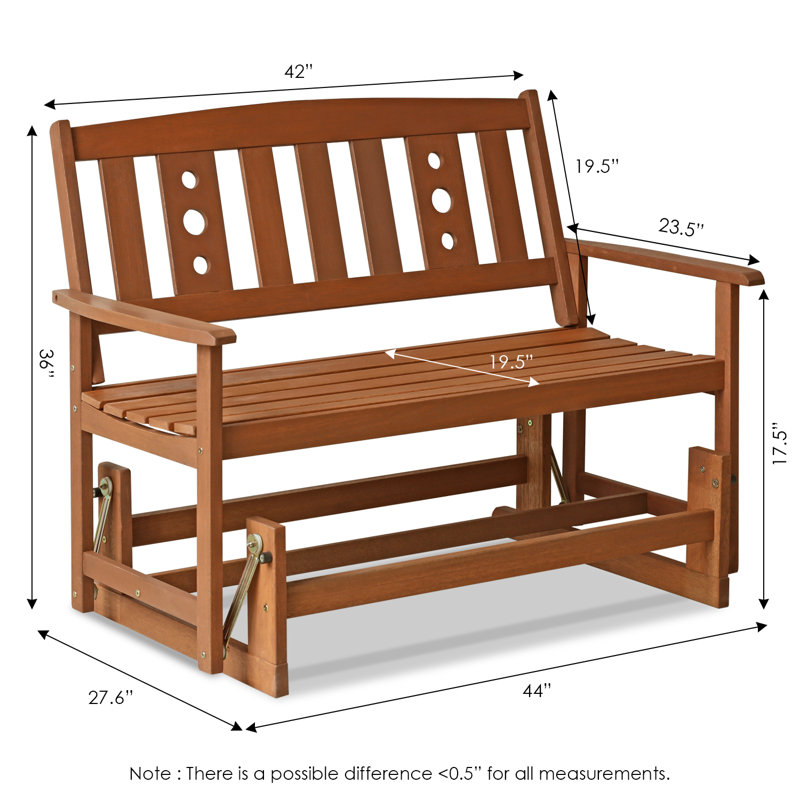 Red Barrel Studio® Outdoor Romney Gliding Solid Wood Bench & Reviews ...