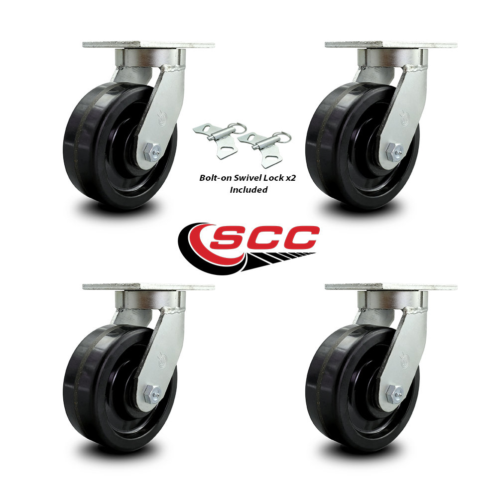 Service Caster Extra Heavy Duty Phenolic Wheel Swivel Caster Set with 2 ...