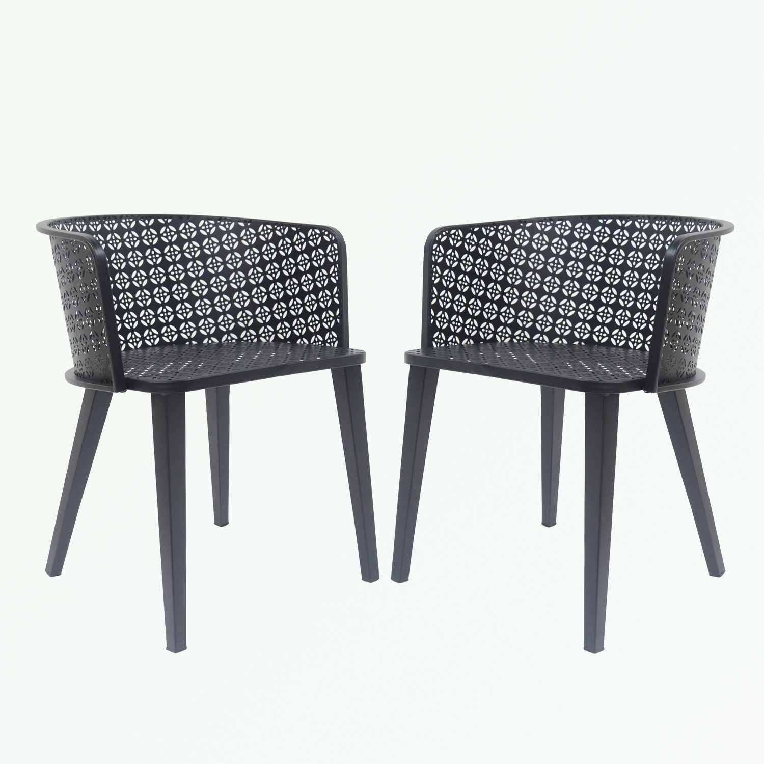 Corrigan Studio® Metal Frame Dining Chair Set of 2 with Sturdy Legs ...