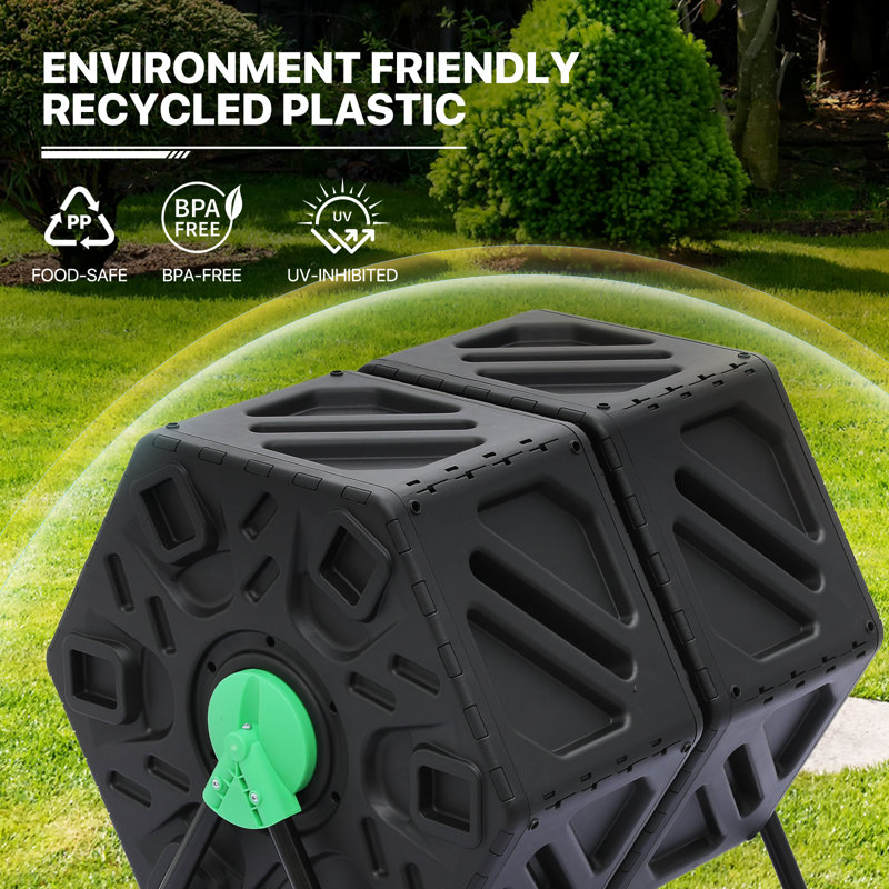 MoNiBloom 34 Gallon Dual Chamber Compost Bin, Outdoor Rotating ...
