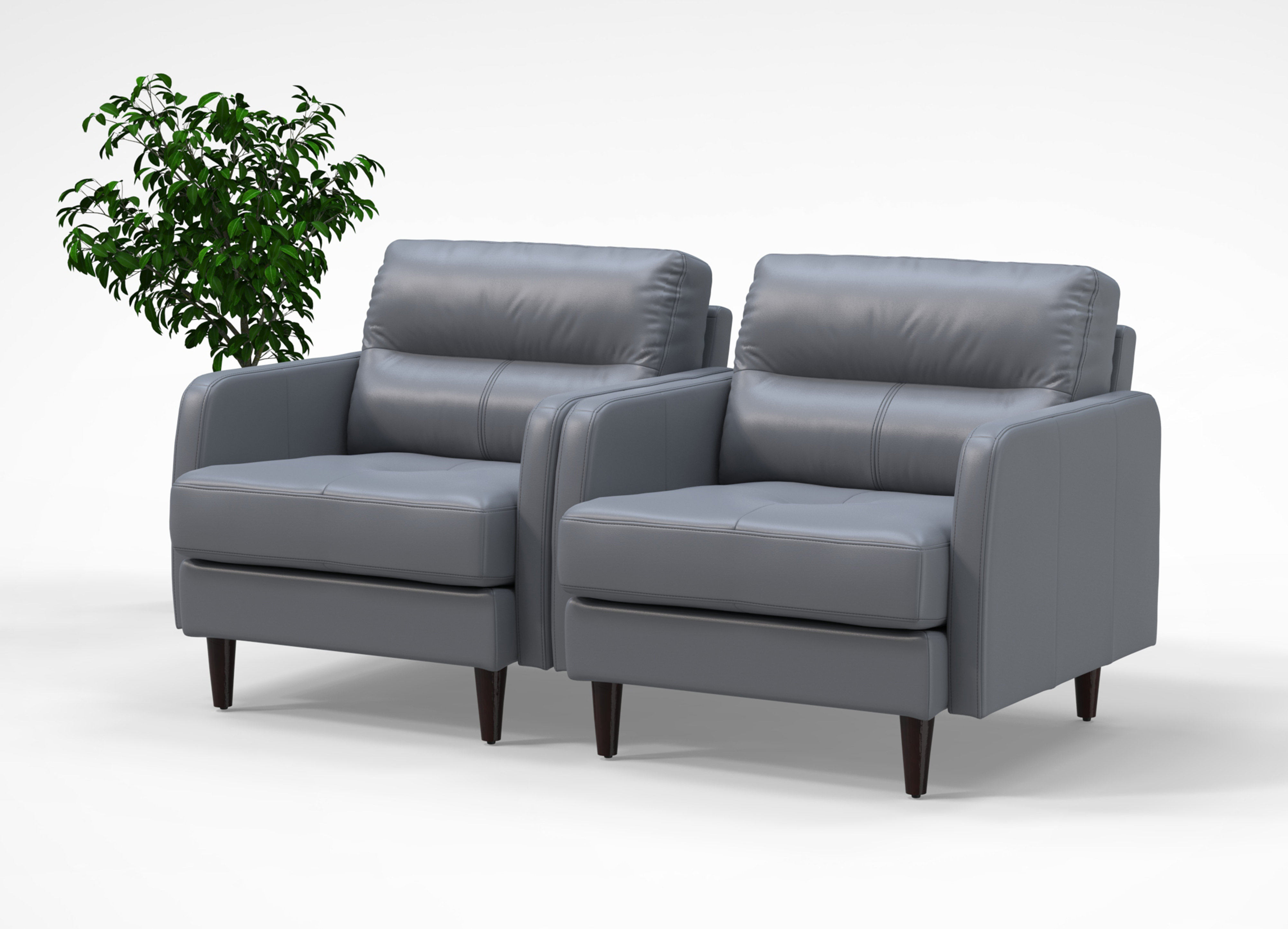 Reunion 2 Person Waiting Room Reception Chairs Set 100% Genuine Leather ...