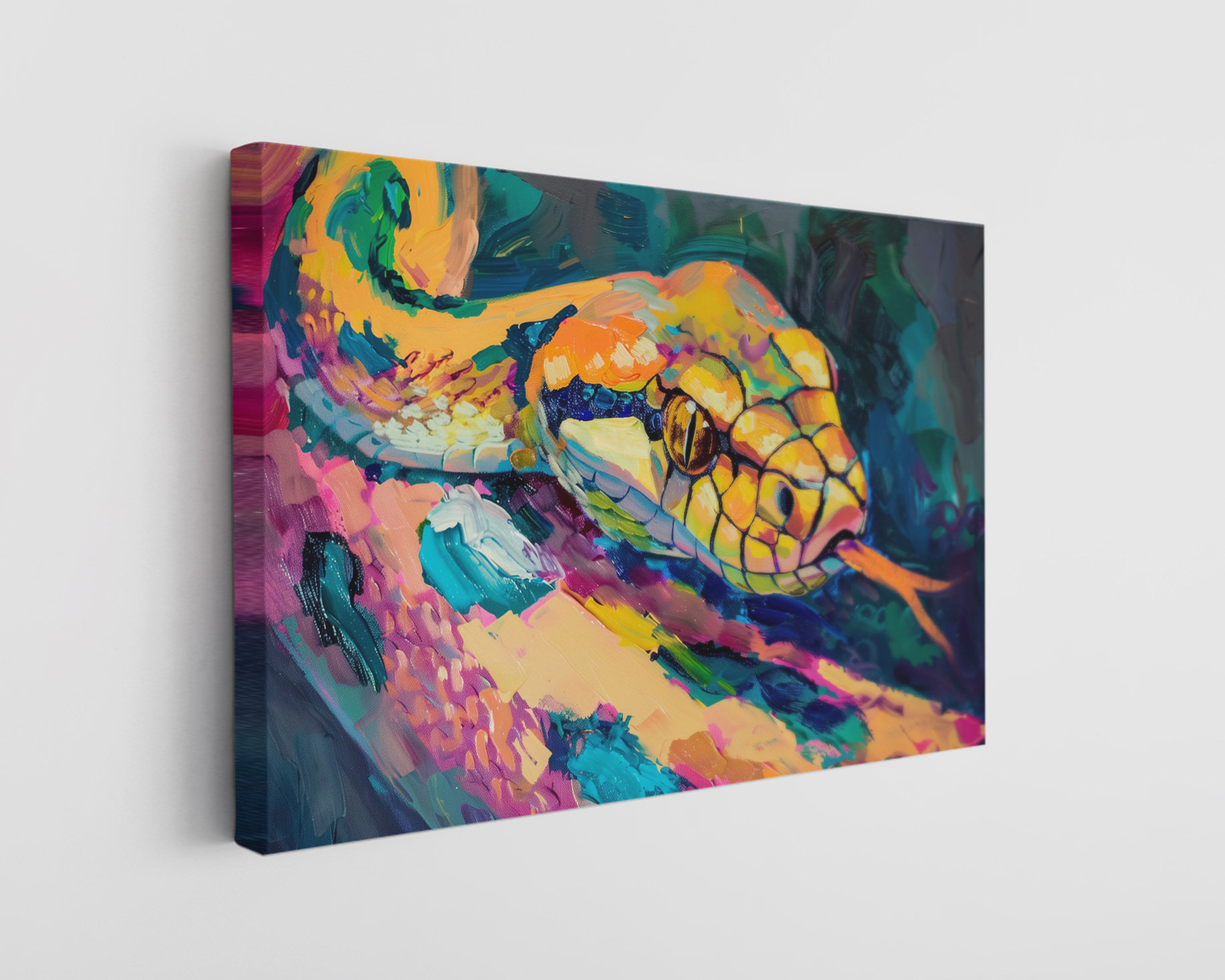 Lark Manor™ Oil Painting of a Snake Canvas Print, Modern Wall Art Decor ...